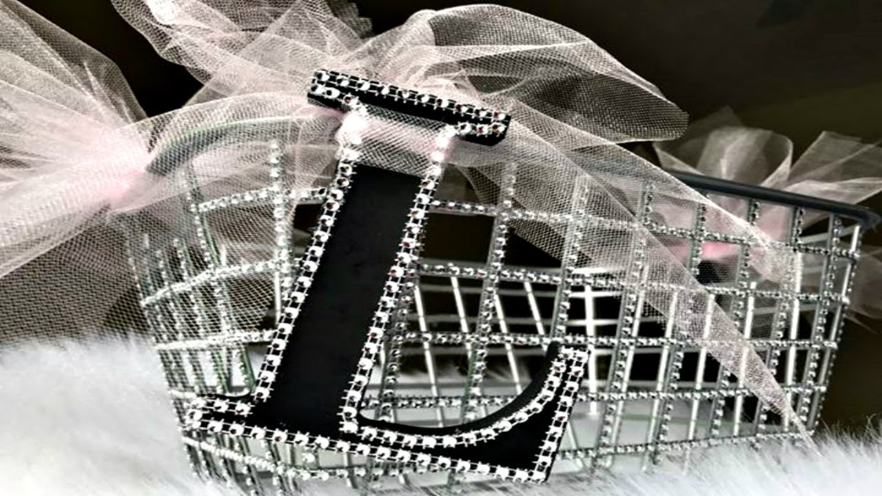 DIY Dollar Tree Personalized Bling Storage Basket | Glam Storage | DIY ...