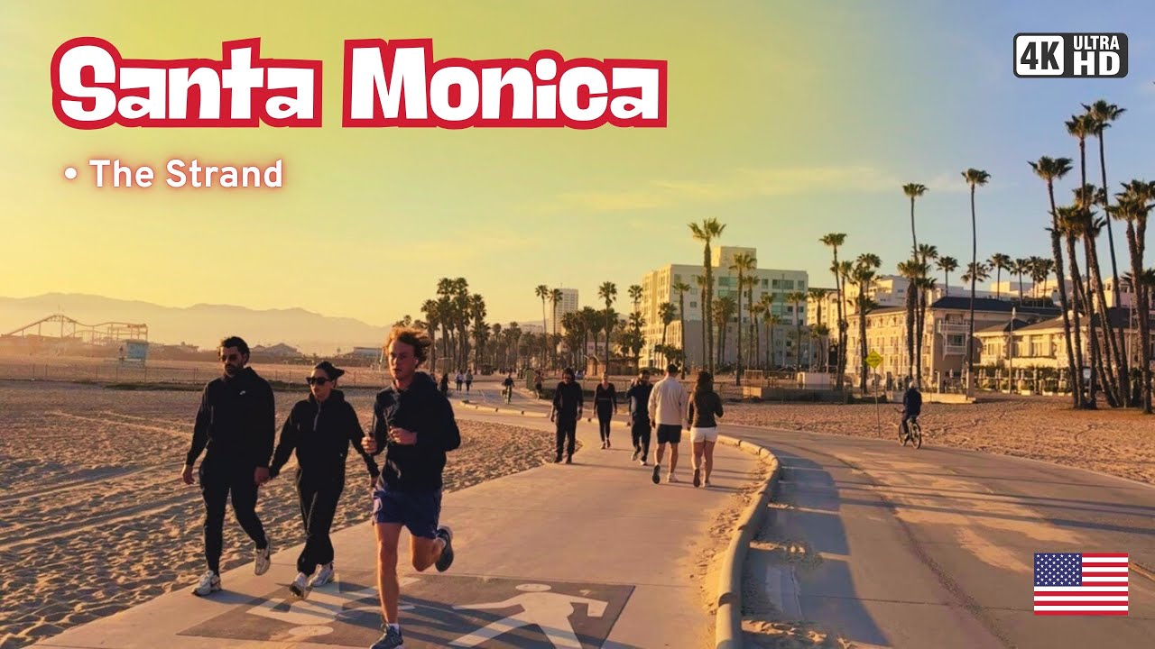 Santa Monica Beach - The Strand Sidewalk [ Walking Tour ] 4K - YouTube