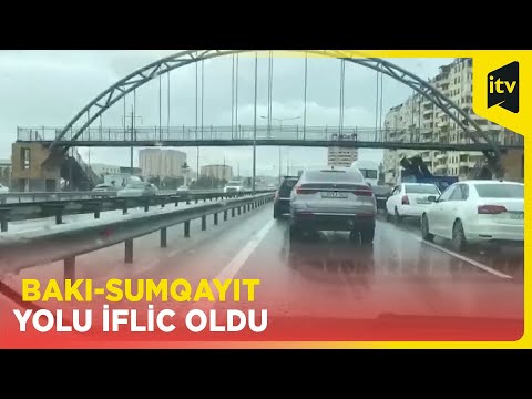 Yağış Bakı-Sumqayıt yolunda uzun tıxac yaratdı