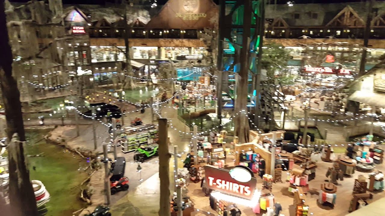 View from Big Cypress Lodge Lobby down into new Bass Pro Pyramid - YouTube