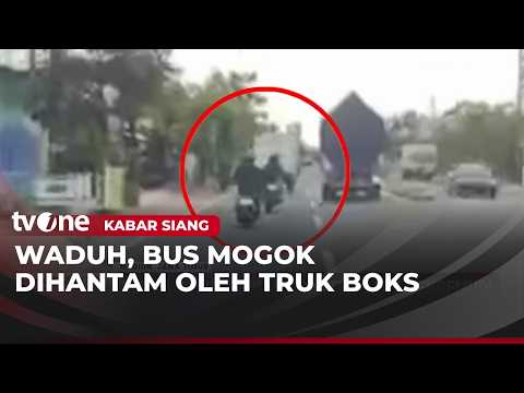 Video Amatir Laka Maut Truk Boks Seruduk Bus Mogok | Kabar Siang