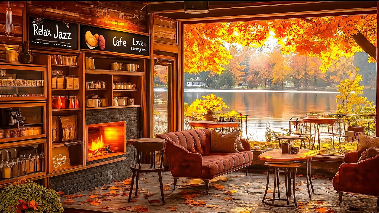 Warm Jazz Music ~ Cozy Fall Coffee Shop Ambience 🍂 Relaxing Jazz ...
