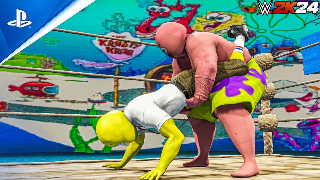 FULL MATCH - SpongeBob SquarePants vs Patrick Star - WATER BATTLE - PS5™ 4K60 WWE 2K24 - YouTube