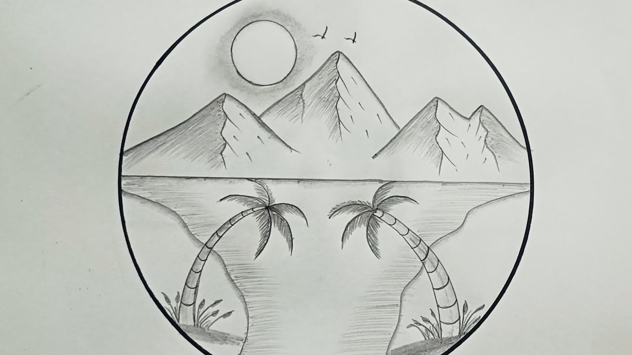 Beutiful nature drawing with pencil ll easy nature drawing ll ...