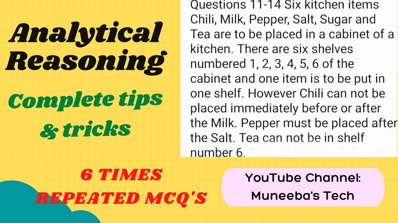Analytical Reasoning MCQ's || Most Repeated Analytical MCQ's 2021 ...