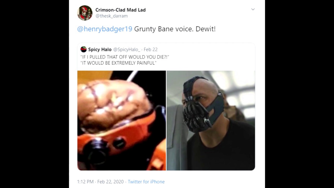 (Halo Voice meme) Grunt reads out Bane lines - YouTube