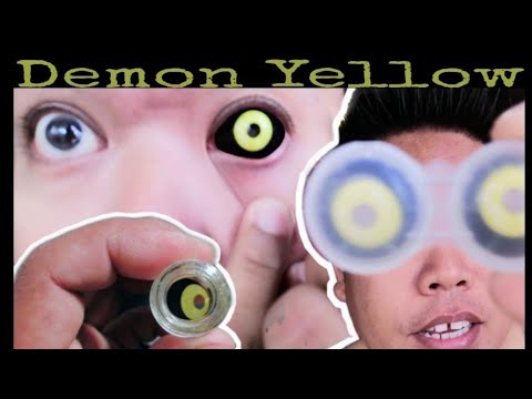 How to wear "DEMON YELLOW SCLERA CONTACT LENSES" + unboxing the lens ...