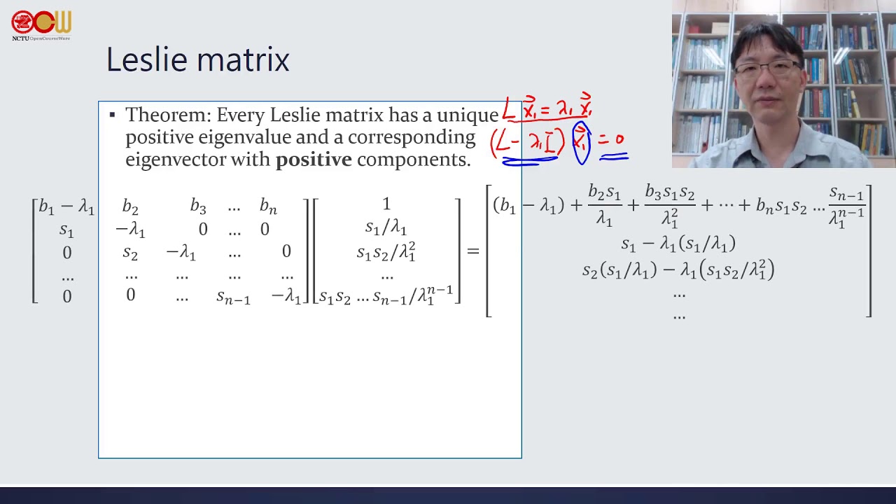 Lec54 應用數學-線性代數 Population Growth、Leslie matrix、Perron-Frobenius ...