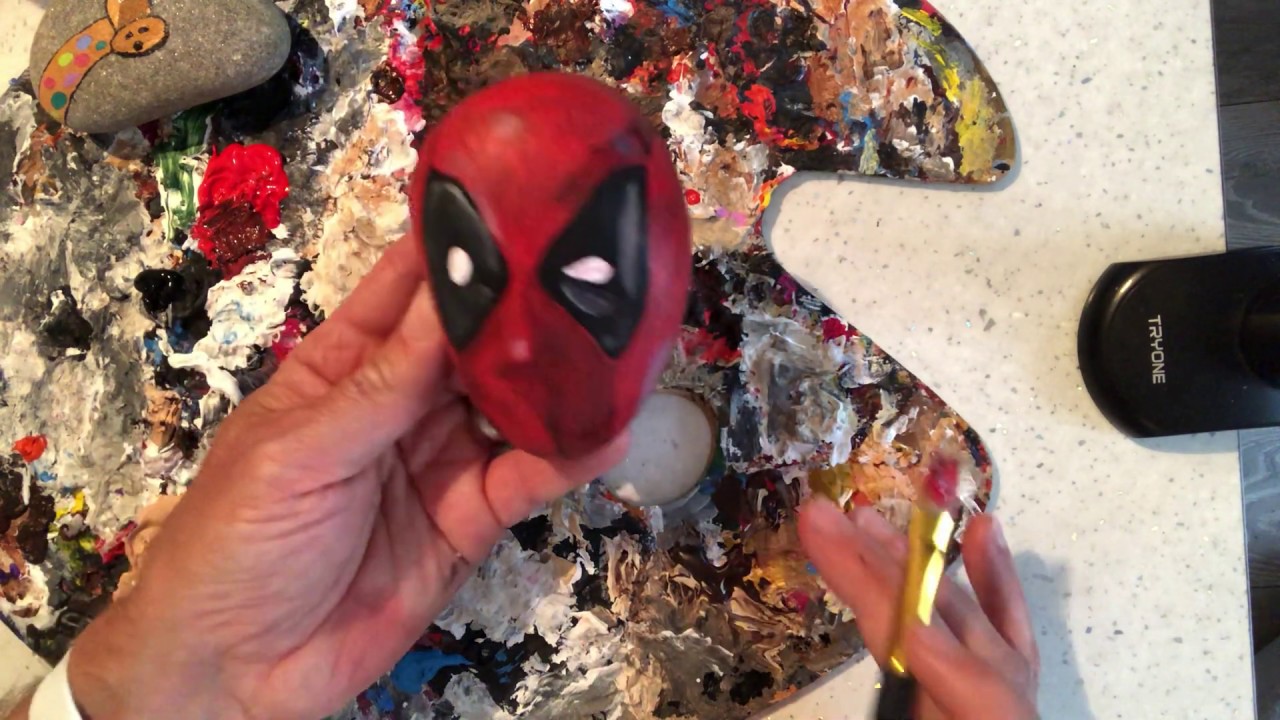 How to paint rocks! I show you how to paint a giraffe, a volcano (super ...