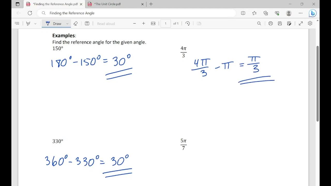 Finding the Reference Angle - YouTube