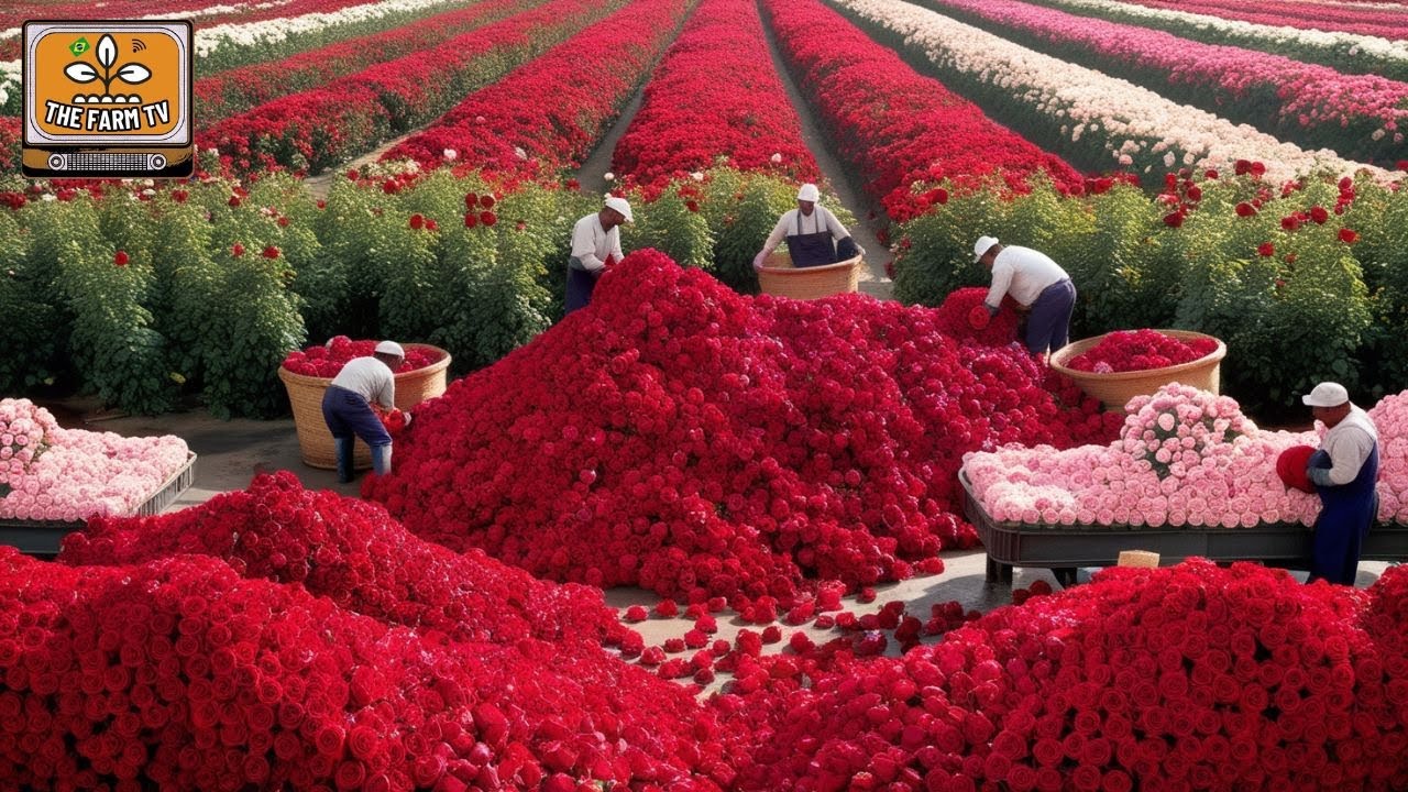 The art of producing ROSE PETALS! How do they HARVEST and PACKAGE ...