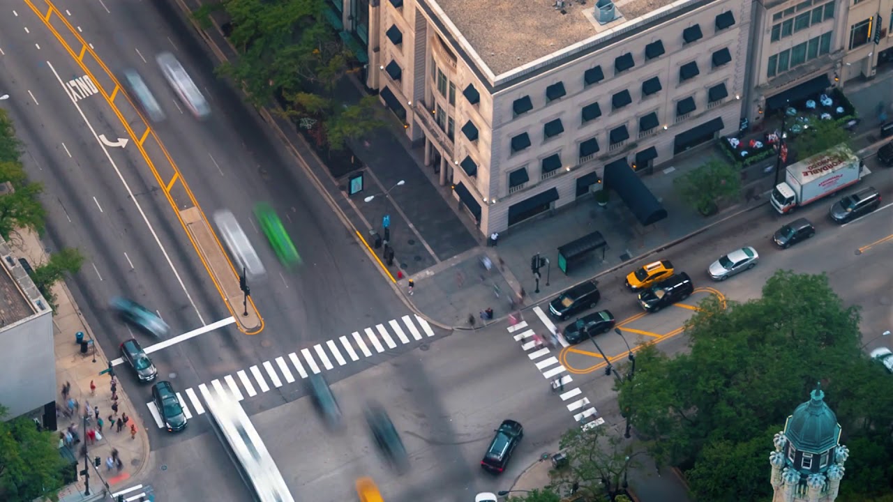 time lapse of a busy chicago intersection from high above - YouTube