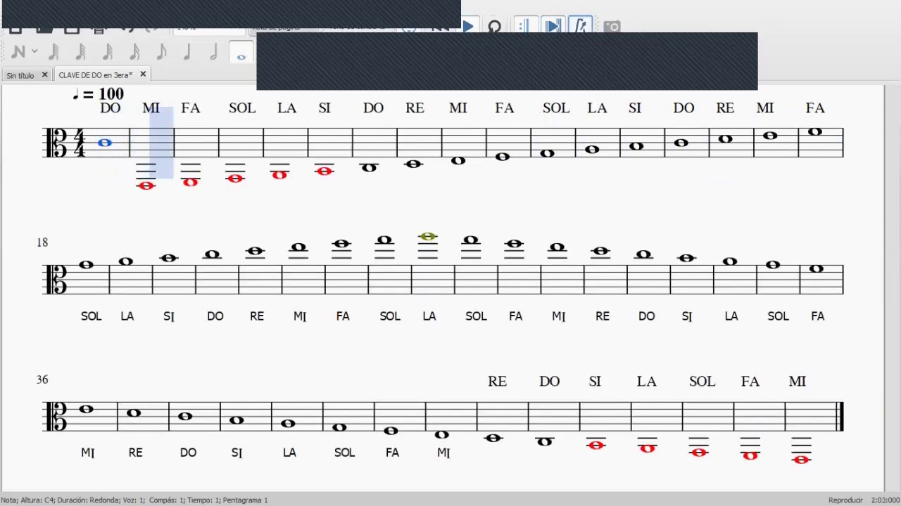 CLAVE DE DO en 3era. linea nombre, ubicación y timbre de los sonidos ...