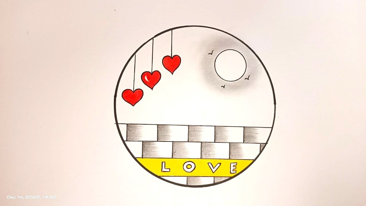 how to draw love circle drawing easy for beginners - YouTube