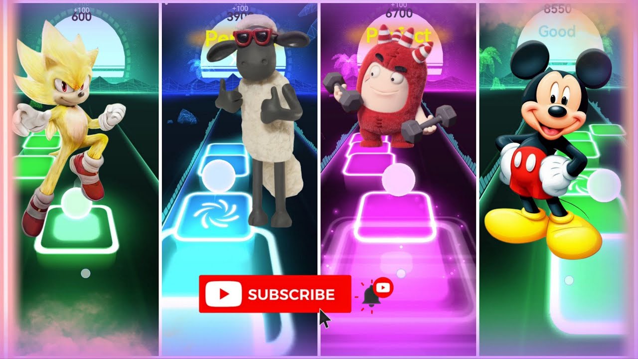 🕹️ “Super Tiles Hop Battle! Sonic vs Mickey vs Oddbods vs Shaun the ...