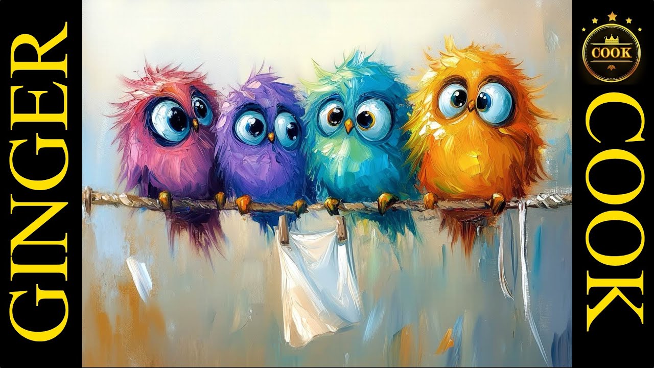 Fun Crazy Fuzzy Birds A Laundry Day Acrylic Painting for All Skill ...