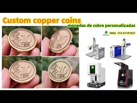 100W JPT mopa laser engraving machine for custom copper coins / blank ...