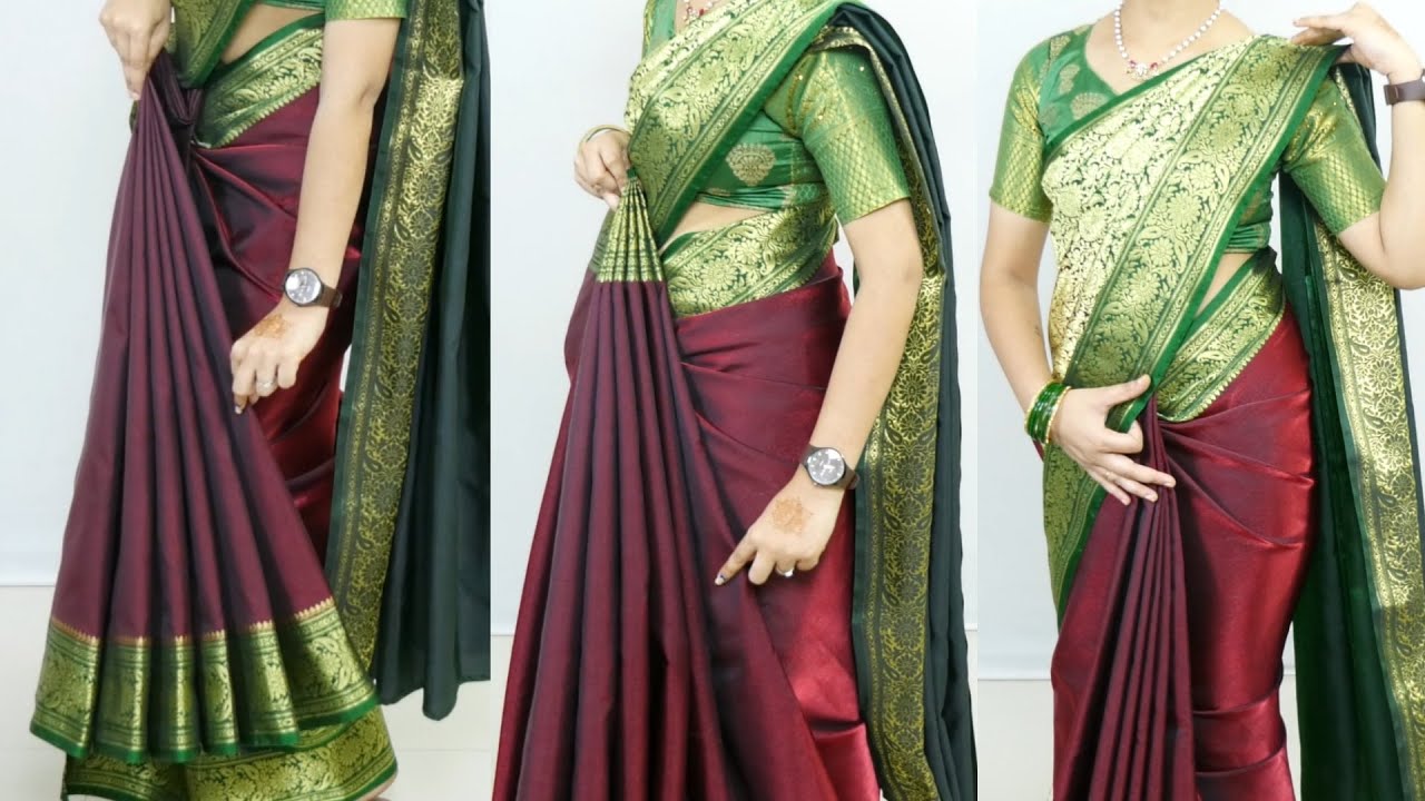 Amazing silk saree for beginners step by step | How to wear saree perfectly for wedding ...