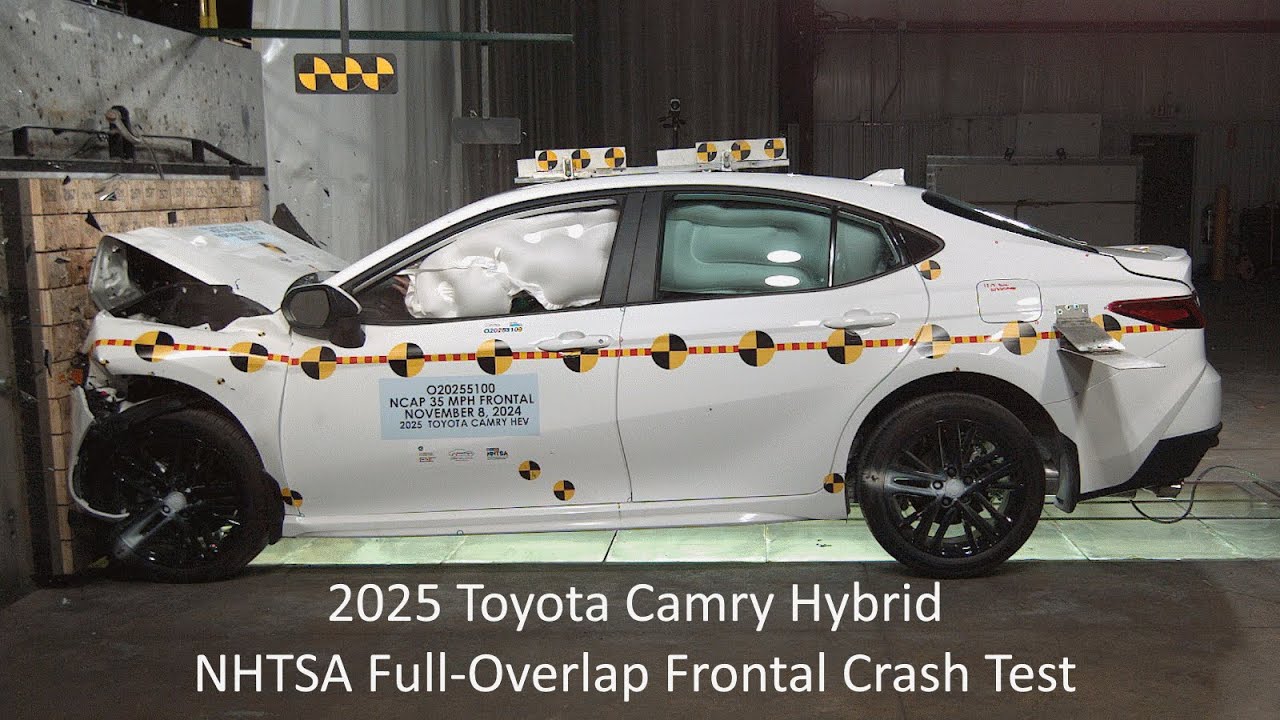 2025 Toyota Camry Hybrid NHTSA Full-Overlap Frontal Crash Test - YouTube