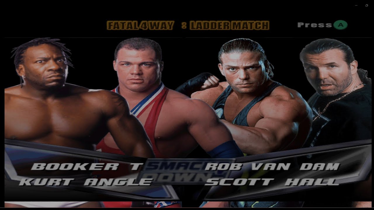 Booker T vs. Kurt Angle vs. Rob Van Dam vs. Scott Hall – Ladder Match ...