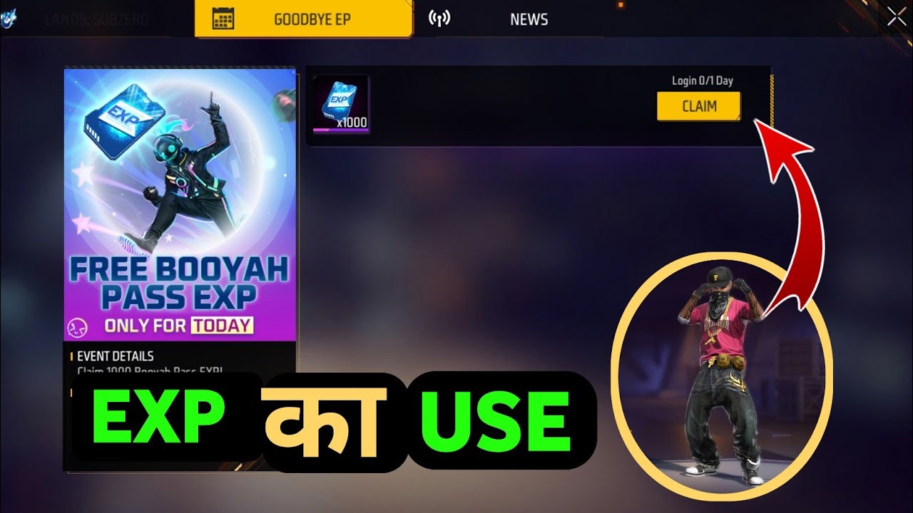HOW TO USE BOOYAH PASS EXP CARD IN FREE FIRE BP EXP USE IN FREE FIRE