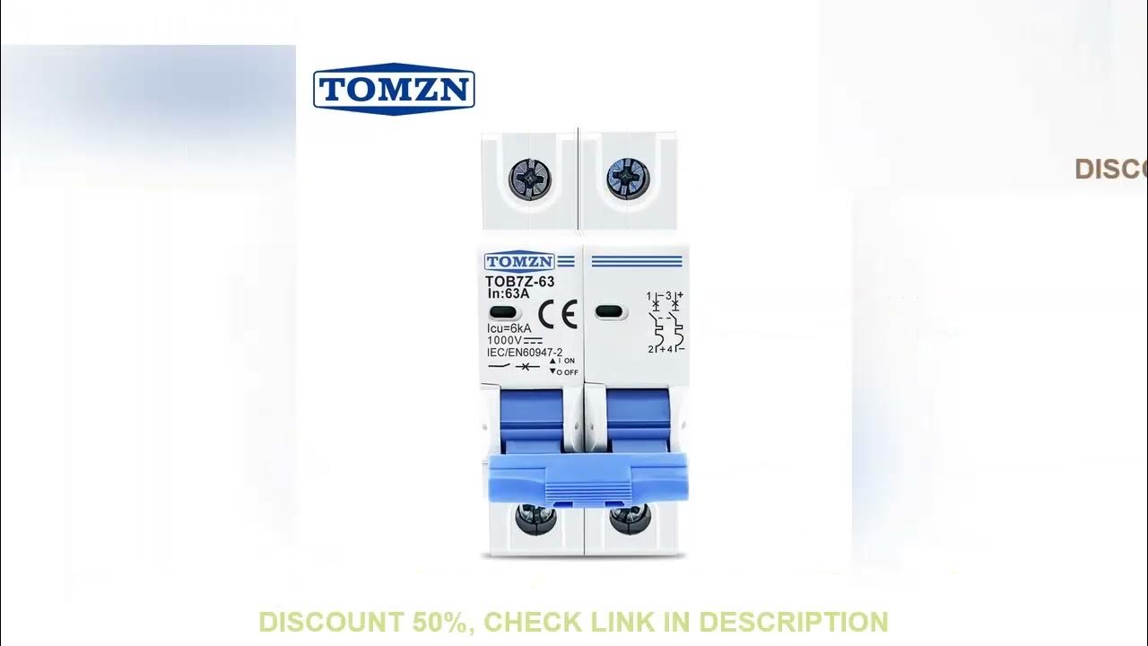 TOMZN 2P DC MCB 1000V Solar Mini Circuit Breaker 3A 6A 10A 16A 20A 25A 32A 40A 50A 63A DC MCB ...