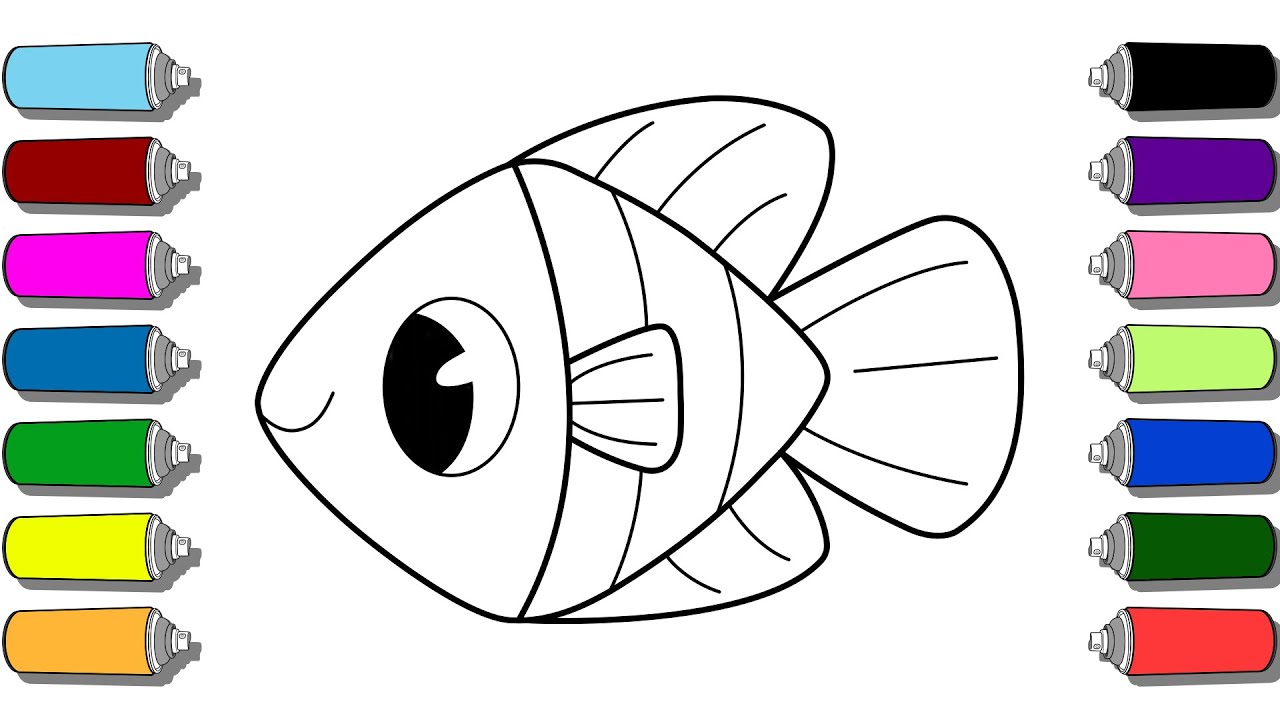How to draw a cute fish easy step by step with a marker and decorate ...