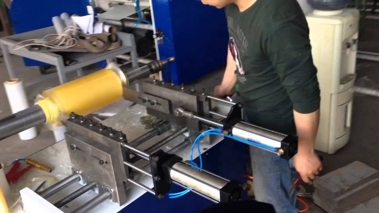 PVC cling film edge trimming machine - YouTube