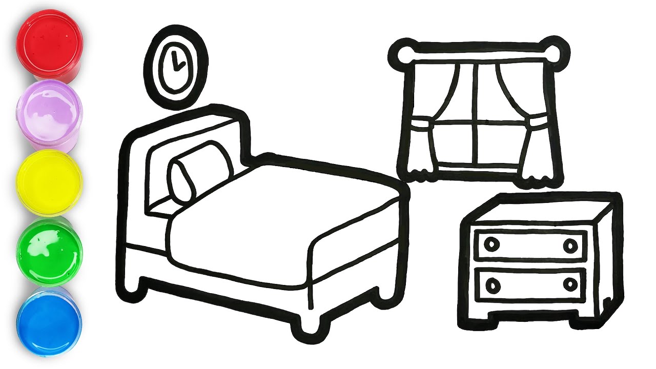Step-by-Step Tutorial: Drawing a Cozy Bedroom with Bed, Window, Table ...