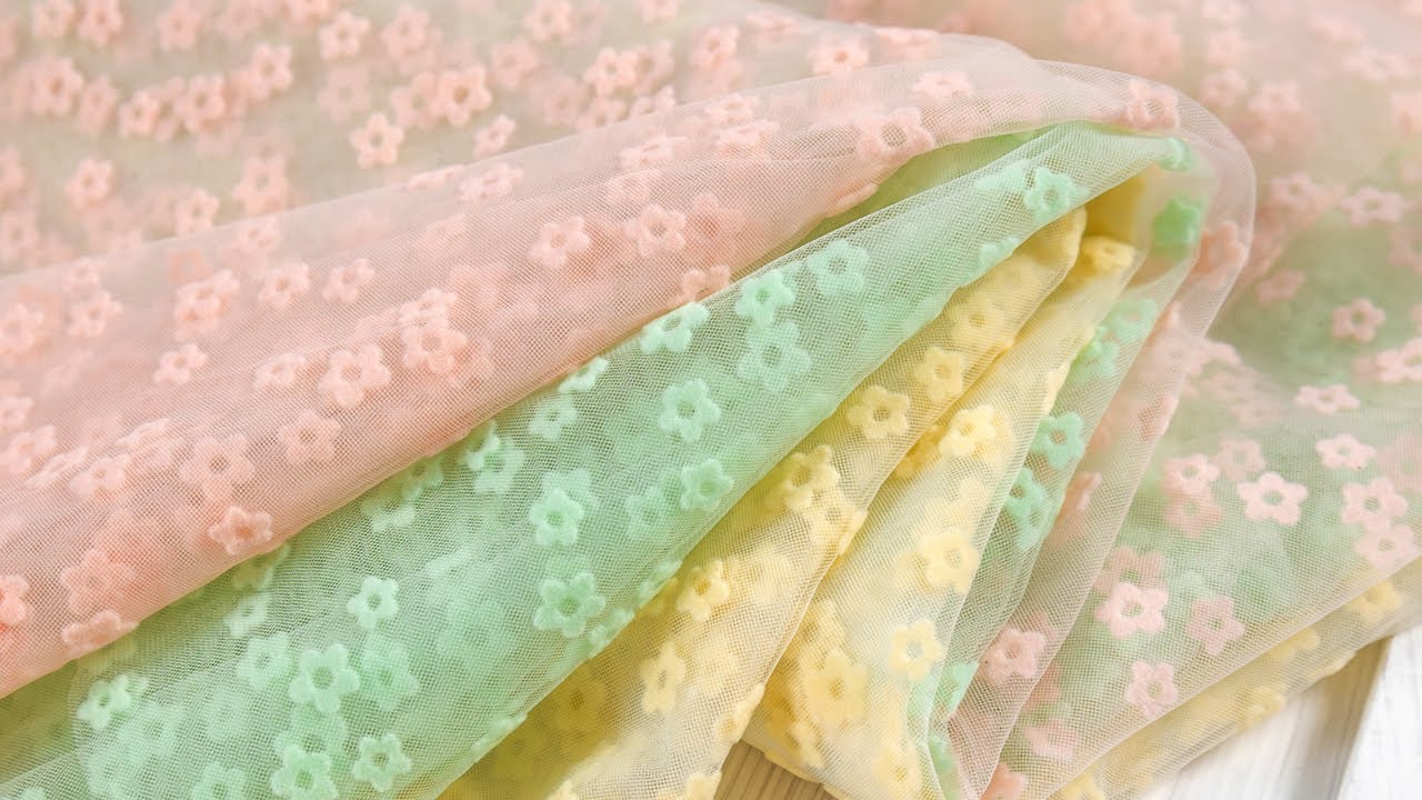 [OneYard] Cinquefoil Flowers Netting Mesh Fabric by the Yard 30085 ...