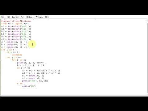 python program quadratic equations that have solutions in the specified - YouTube