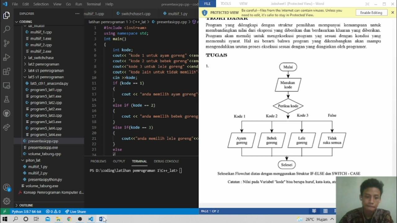 Tugas Pemrograman 1 IF ELSE, C++ Dan Pyton - YouTube