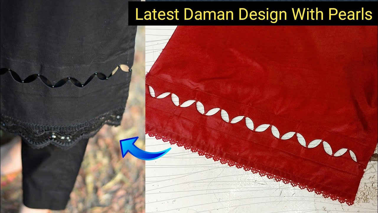 New daman design cutting and stitching || daman design with pearls ...