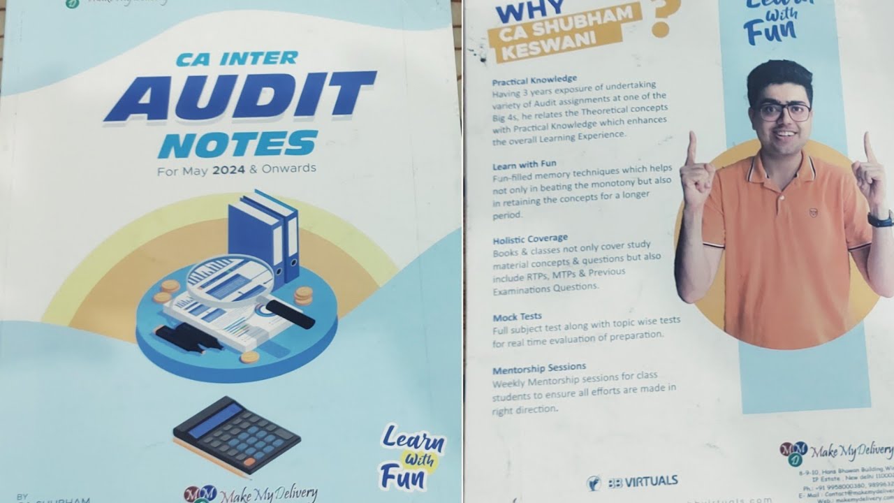 Shubham Keshwani CA Inter Audit Book Unboxing | New Syllabus May24 | CA ...