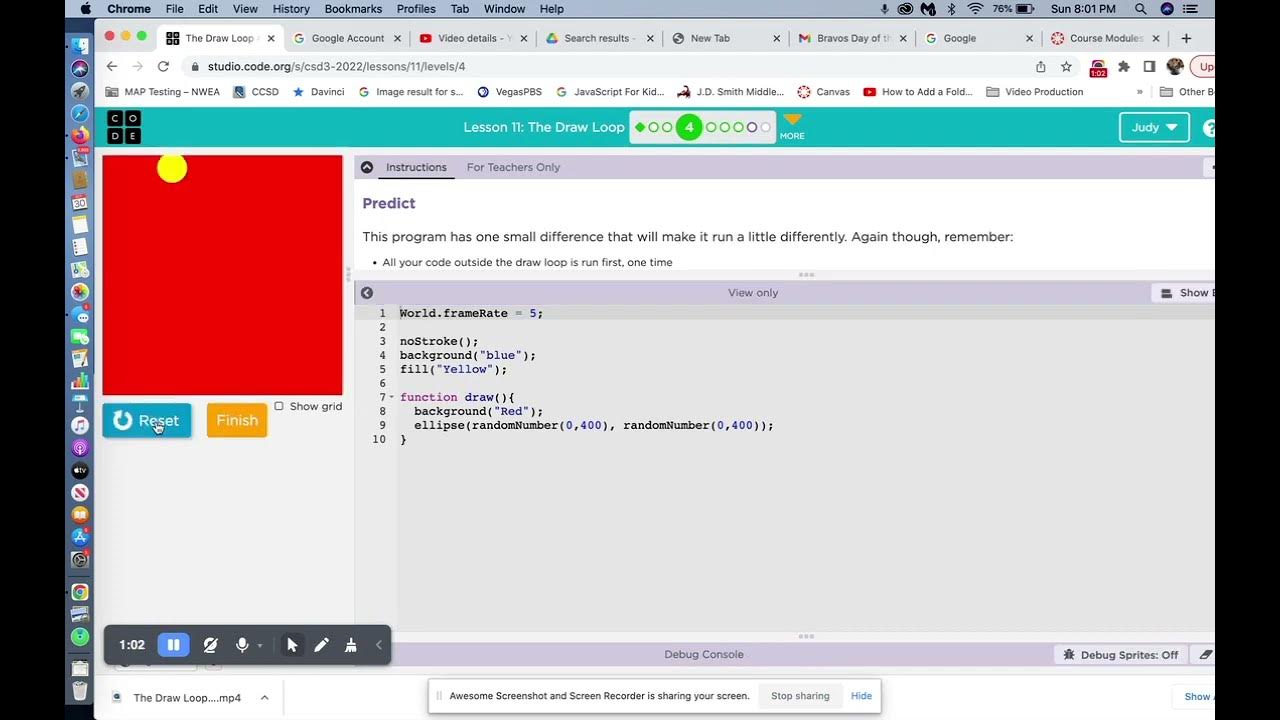 Code org Lesson 11 Level 4 Unit 3 in Discoveries - YouTube