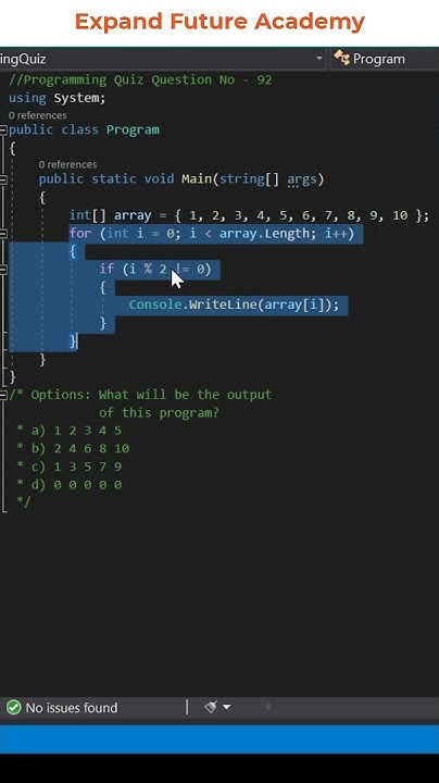 Solution for Programming Quiz Questions - Q92 - Expand Future Academy #Shorts #CSharp #Dotnet ...