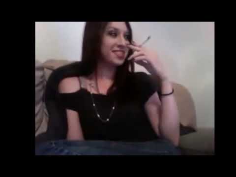 girl hiccups and smoking with a little coughing