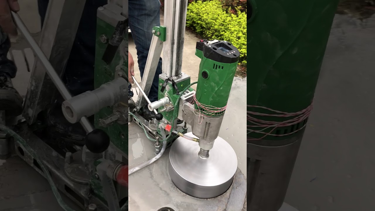 Concrete coring with BYCON DMP-352 diamond core drill motor - YouTube