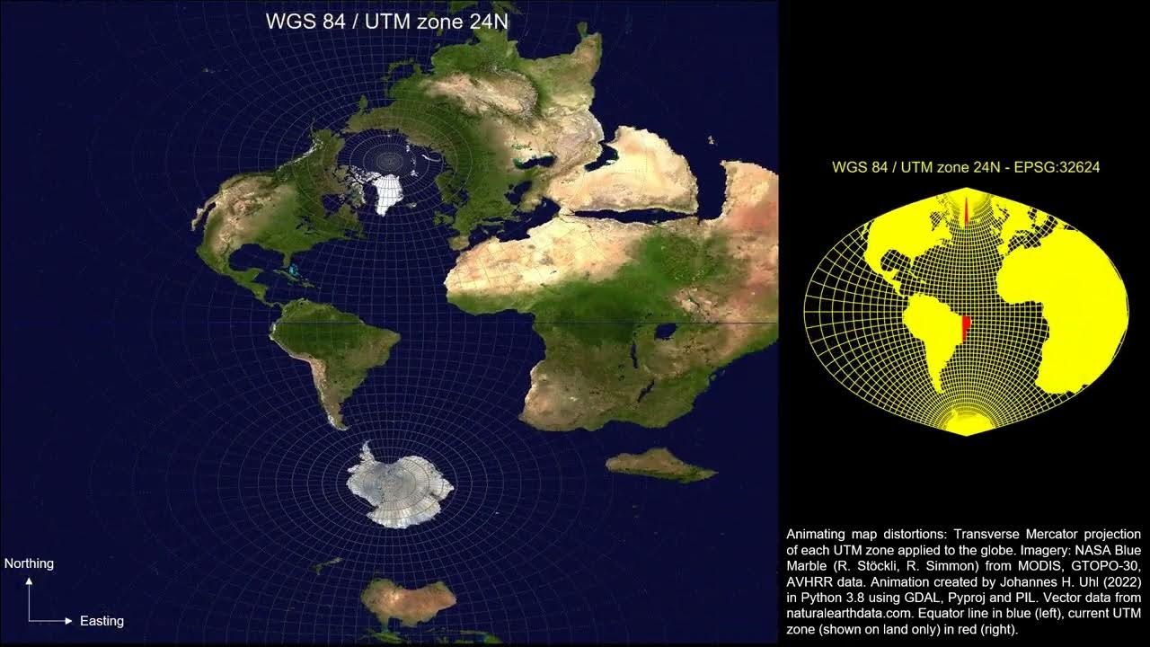 Animating map distortions: Transverse Mercator projection of each UTM zone applied to the globe ...