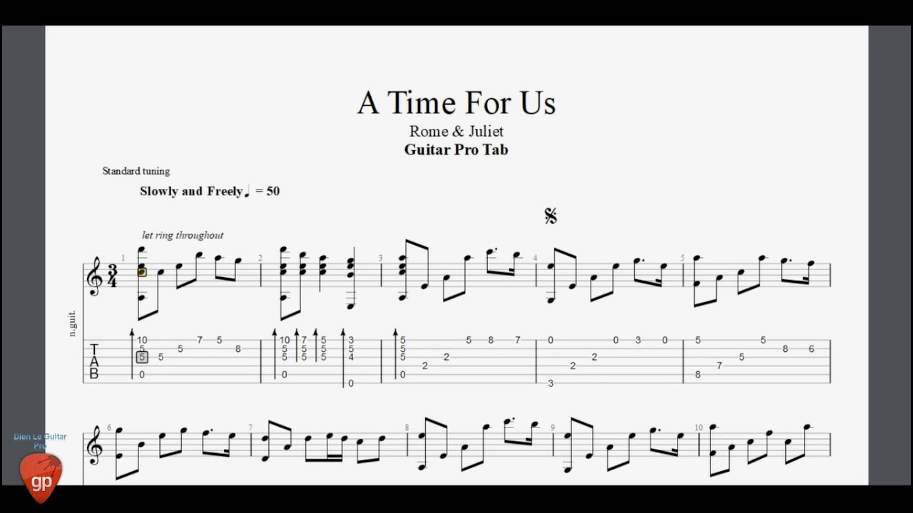 A Time For Us - Guitar Pro Tab - YouTube