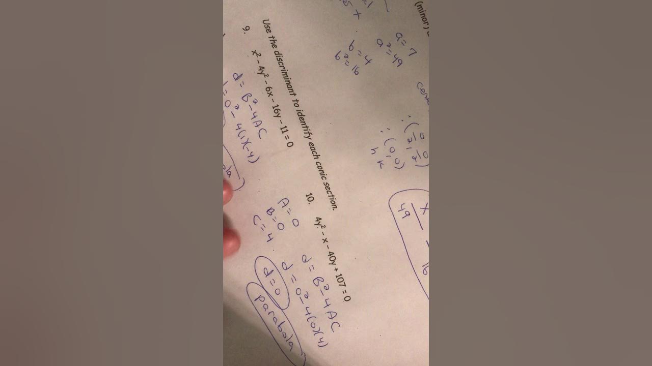 Precalculus CP - answer key to conics test review part 3 - YouTube