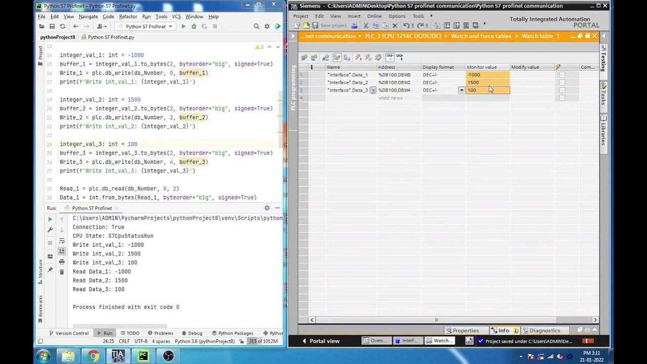 Python to Siemens S7 PLC Profinet Communication - YouTube
