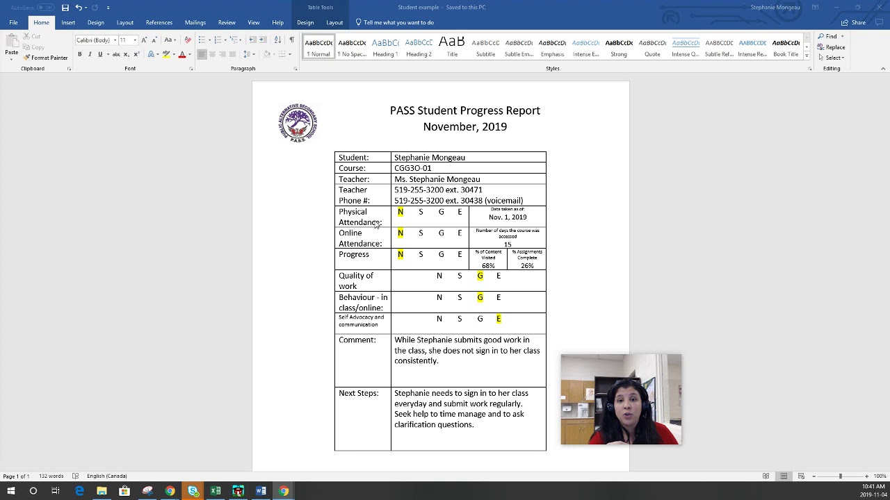 Progress Report Example - YouTube