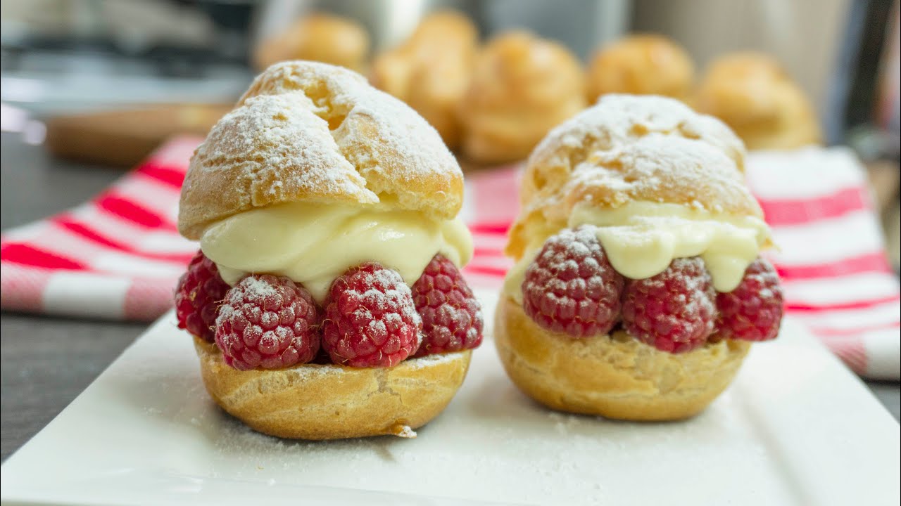 Raspberry Cream Puffs Recipe - YouTube