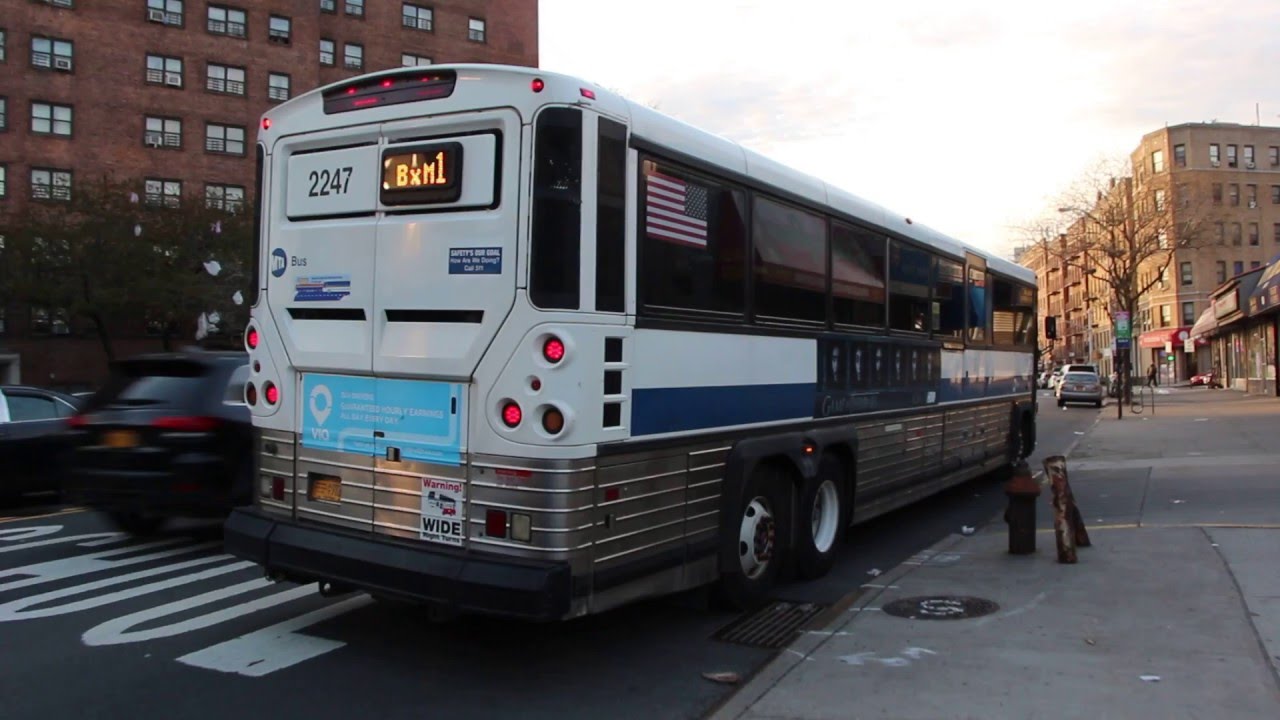 2008 MCI D4500CT #2247 on the BxM1 at 230th Street and Broadway - YouTube