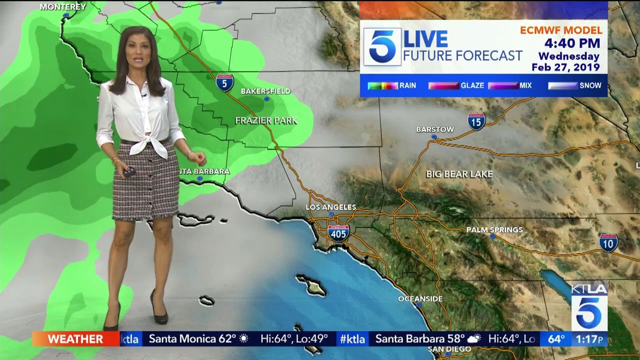 Liberte Chan KTLA Weather Wild Brassiere Bustin' Top Works Mini Skirt ...