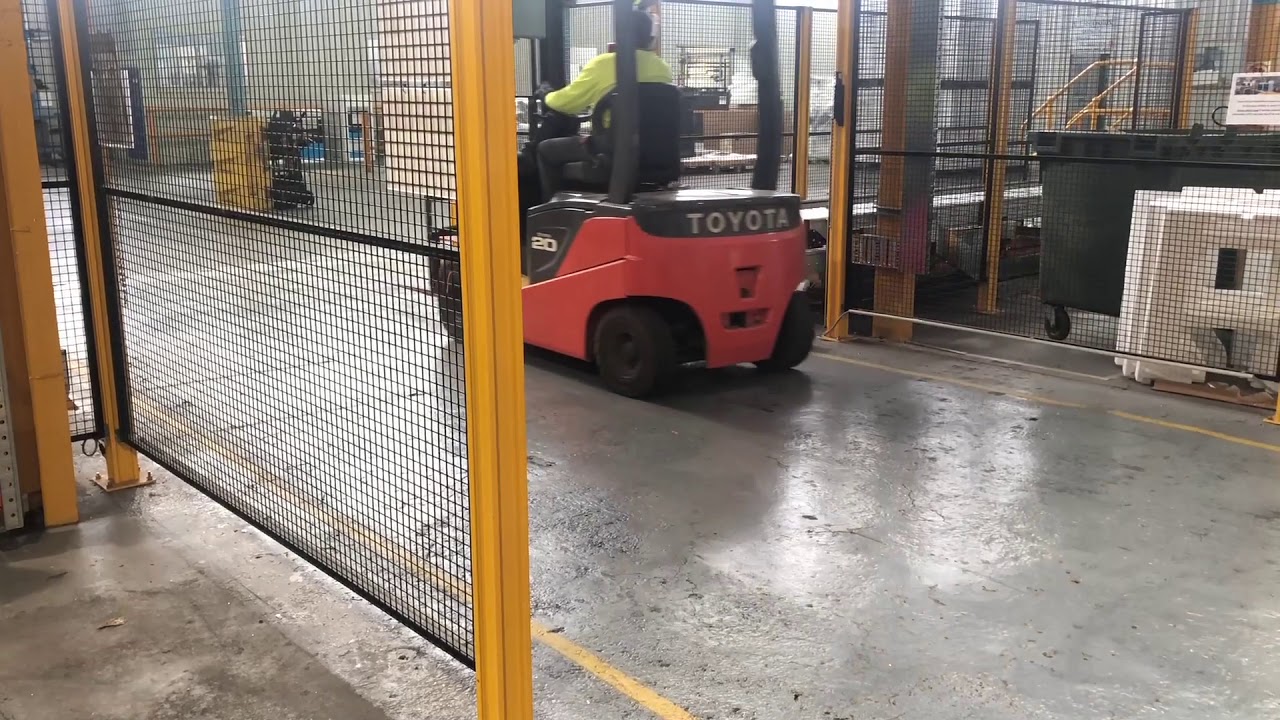 Damon Retractable Conveyor Forklift Access Gate - YouTube