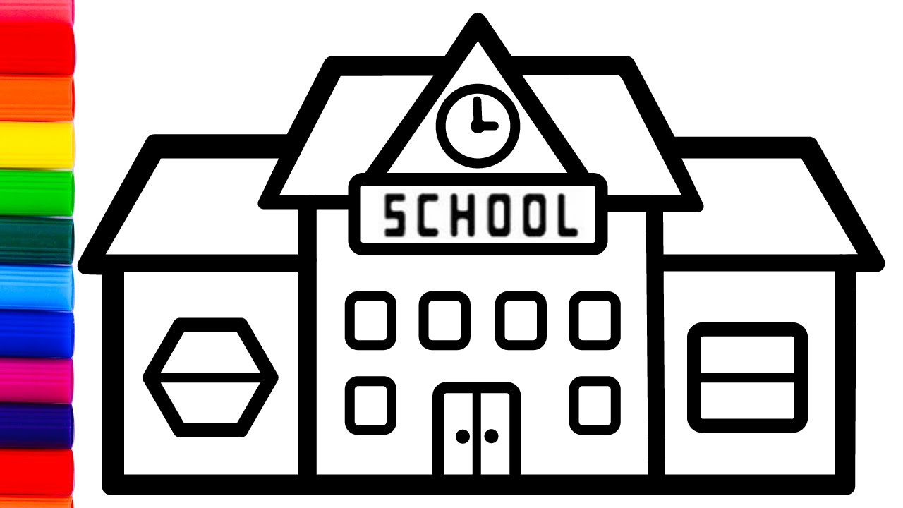 Bolalar uchun yoqimli maktab va rangni qanday chizish mumkin .How to draw cute school and color ...