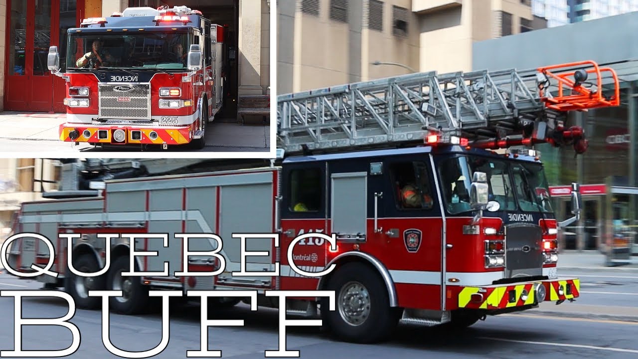 *DOWNTOWN ACTION* Montreal Fire Department (SIM) Station 25 & Ladder ...