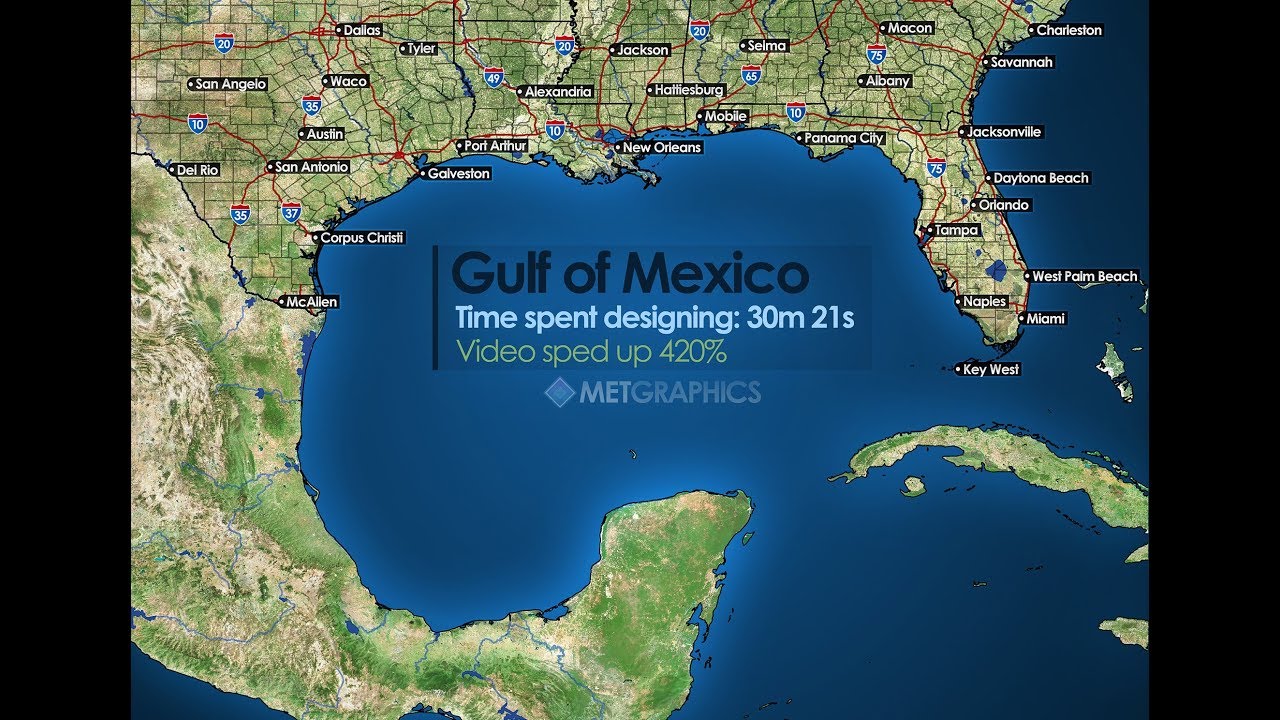 Speedart: Gulf of Mexico Map Design (Vector to Layered, Stylized PSD ...